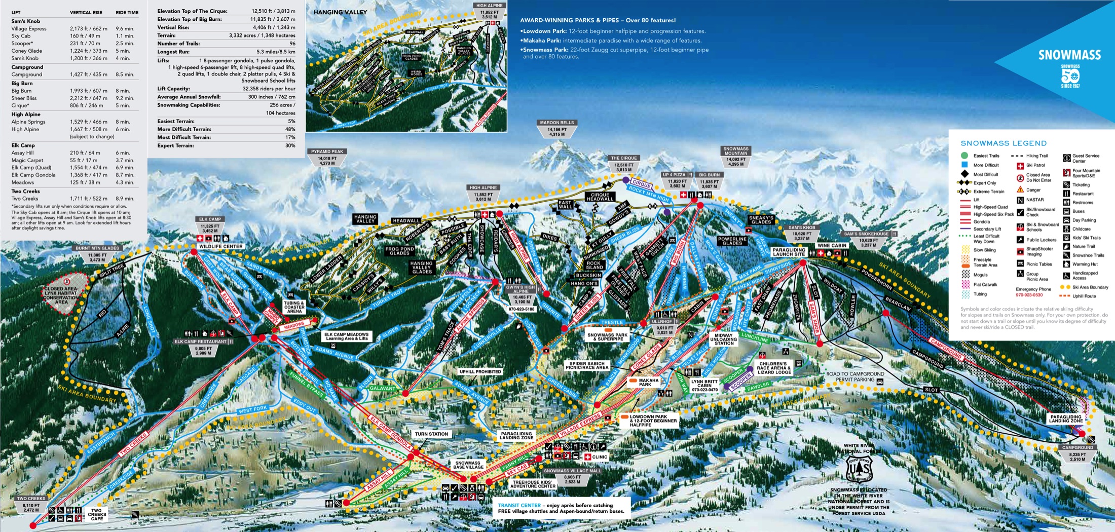 Colorado Ski Maps | Snowmass Trail Map